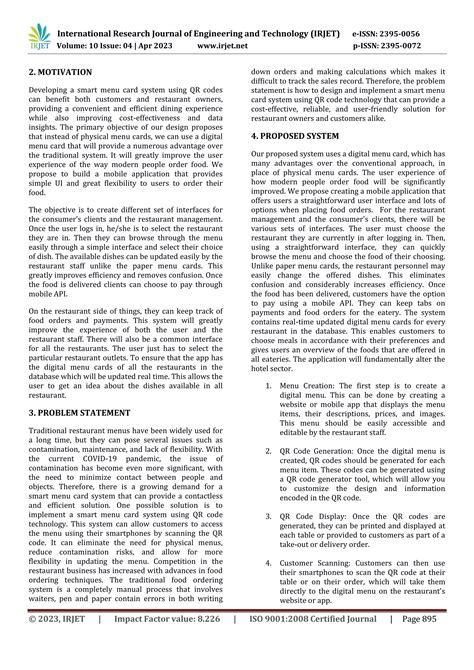 Smart Menu Card Using Qr Code Pdf