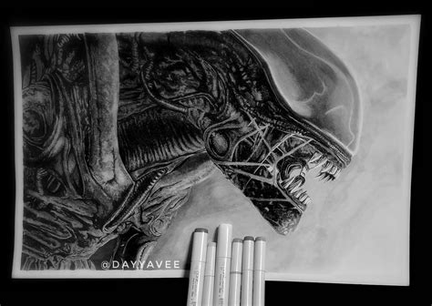 How To Draw A Realistic Xenomorph