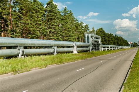 Pipeline In The Photo The Pipeline Against A Blue Background Stock Image Image Of Water