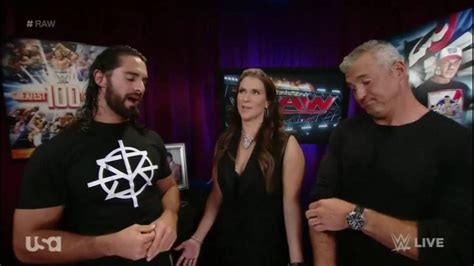 Seth Rollins Stephanie And Shane Mcmahon Backstage Youtube