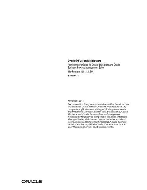 Oracle Fusion Middleware Administrators Guide For