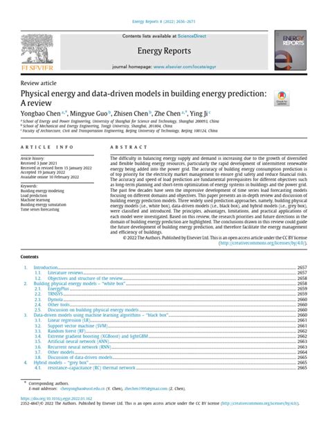 physical energy and data driven models in building energy prediction