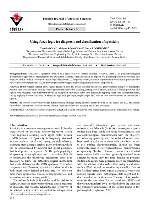 PDF Using Fuzzy Logic For Diagnosis And Classification Of Spasticity