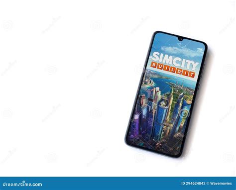 simcity buildit app launch screen on smartphone on white background