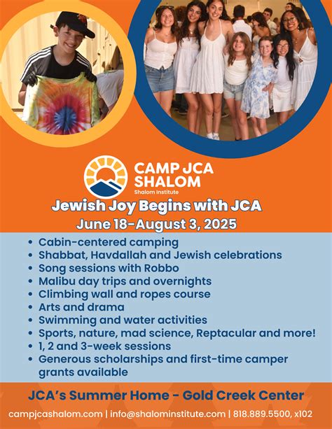 Camp Jca Shalom Summer 2025 Shalom Institute