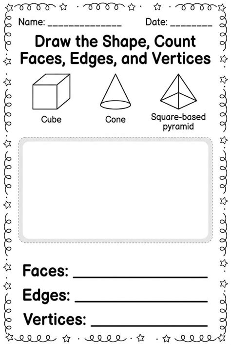 Count Faces Edges And Vertices Of 3d Shapes Worksheets Free Image