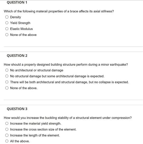 Solved Which Of The Following Materail Properties Of A Brace