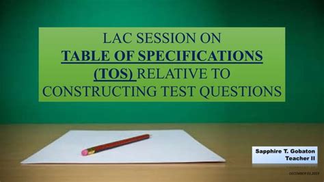 Table Of Specification Deped Pptx