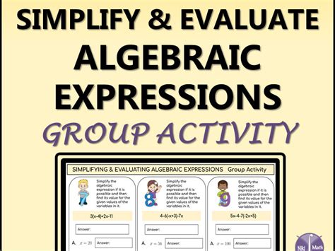 Simplify And Evaluate Algebraic Expressions 12 Cards With 3 Subtasks Teaching Resources