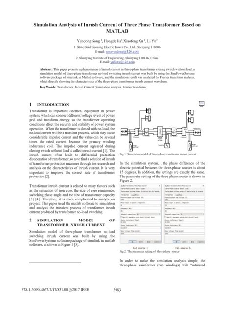 simulation analysis of inrush current of three phase transformer based