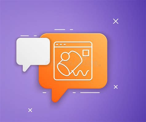 White Data Visualisation Icon Isolated On Purple Background Orange Speech Bubble Symbol Stock