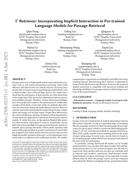 pdf i 3 retriever incorporating implicit interaction in pre trained