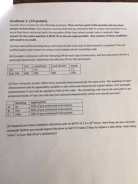solved problem 2 18 points provide short answers for the