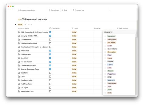 CSS Study Progress Tracker And Roadmap Notion Template DEV Community