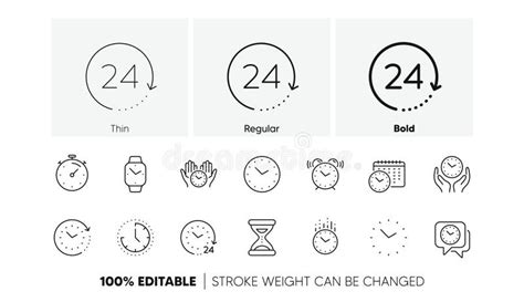 Time And Clock Line Icons Timer Alarm And Smartwatch Linear Set Line Icons Vector Stock