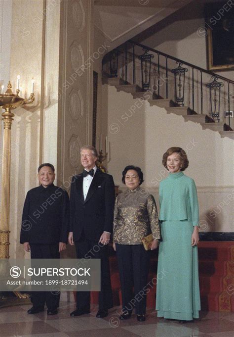 Deng Xiaoping Jimmy Carter Madame Zhuo Lin And Rosalynn Carter Pause For A Formal Pose During