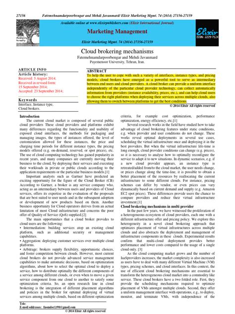 Architecture Overview That Illustrates The Roles In A Cloud Broker Pdf
