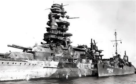 Nagato Class Nagato And Mutsu A Good Clear Stern View Of The Sisters Anchored In Sangamo Bay