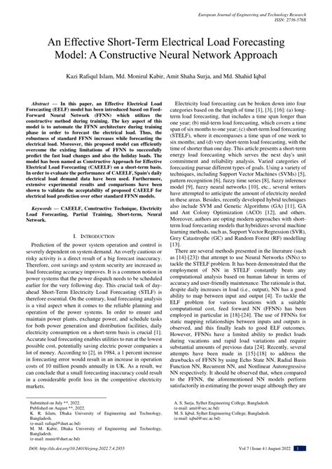 pdf an effective short term electrical load forecasting model a constructive neural network