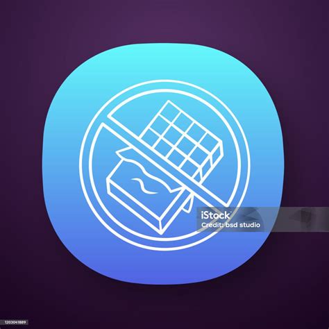 초콜릿 무료 제품 응용 프로그램 아이콘입니다 설탕 감미료 및 포도당 기호가 없습니다 Ui Ux 사용자 인터페이스 제로 칼로리
