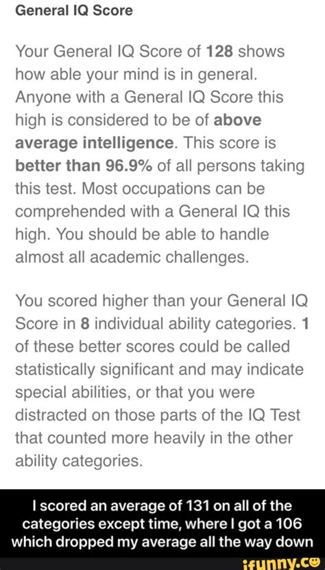 General Iq Score Your General Iq Score Of 128 Shows How Able Your Mind