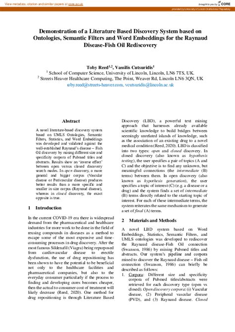 pdf demonstration of a literature based discovery system based on