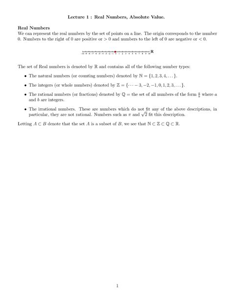 Lecture Real Numbers Absolute Value Lecture Real Numbers Absolute Value Real Numbers