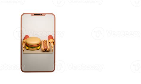Human Hands Holding Plate Of Fast Food Emerging From Smartphone Screen
