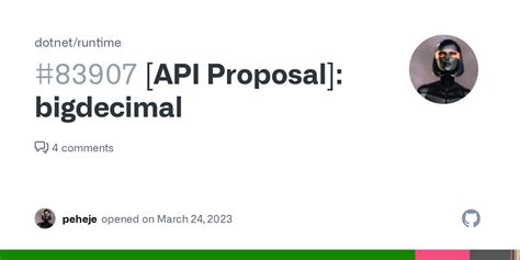 Api Proposal Bigdecimal · Issue 83907 · Dotnetruntime · Github