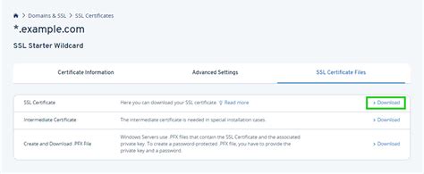 downloading ssl certificate files for manual installation ionos help