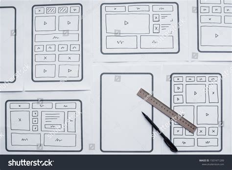 Ux Website Design Wireframe Sketch Prototype Foto Stok 1507471289 Shutterstock