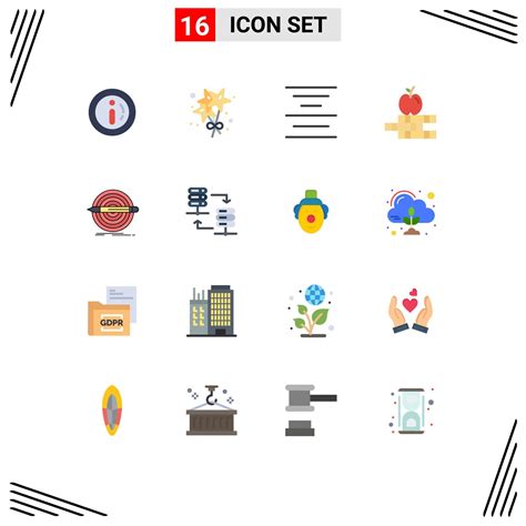 Pictogram Set Of Simple Flat Colors Of Target Pencil Center Goal Education Editable Pack Of