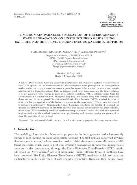 Pdf Time Domain Parallel Simulation Of Heterogeneous Wave Propagation