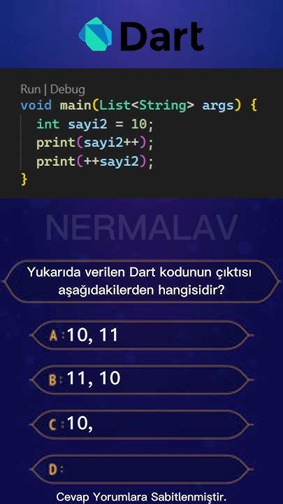 Dart Programlama Dili Soru 1 Dart Programming Language Youtube