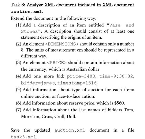 Solved Task 3 Analyze Xml Document Included In Xml Document