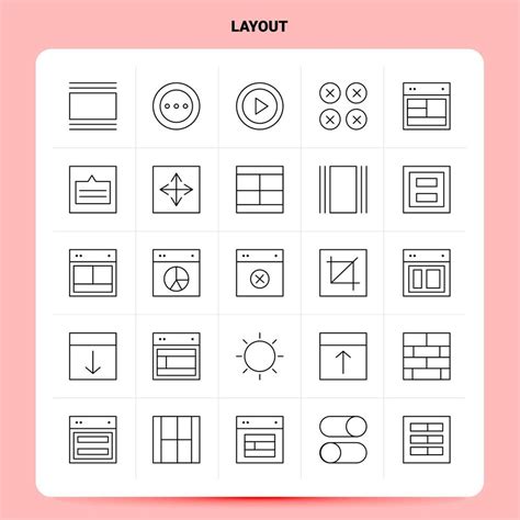 Outline 25 Layout Icon Set Vector Line Style Design Black Icons Set Linear Pictogram Pack Web