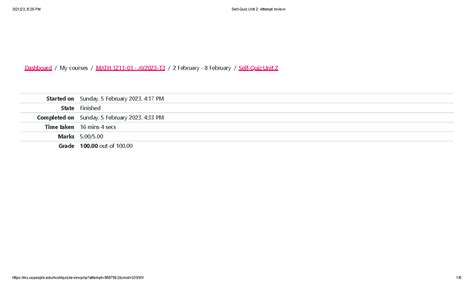 Self Quiz Unit 2 Attempt Review 2 Started On Sunday 5 February 2023
