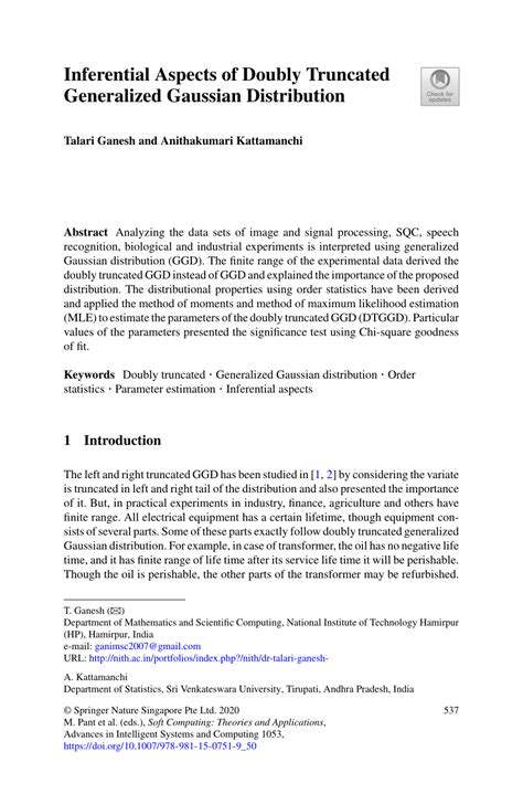 Pdf Inferential Aspects Of Doubly Truncated Generalized Gaussian Distribution