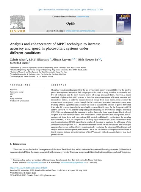 Pdf Analysis And Enhancement Of Mppt Technique To Increase Accuracy