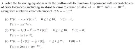 solved 3 solve the following equations with the built in