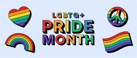 Lgbtq 프라이드의 달 텍스트와 게이 프라이드 무지개 기호가 하늘색 배경에 있습니다 Lgbtq 프라이드 배너 디자인 프라이드 먼스 상징 삽화 및 대담한 무지개 텍스트 0