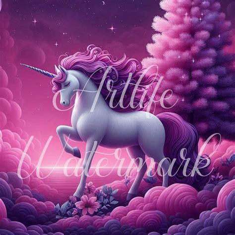 Pretty Purple Unicorns Set 7 Clip Art 5 Png Files Etsy