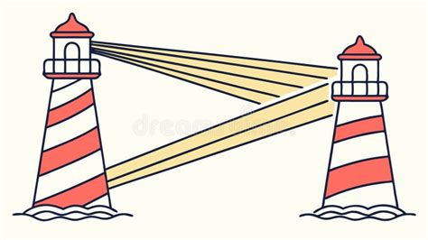 Coastal Lighthouse With Beaming Light Rays Vector Vector Design Generative Ai Stock Vector