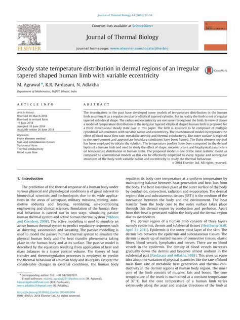 Pdf Steady State Temperature Distribution In Dermal Regions Of An