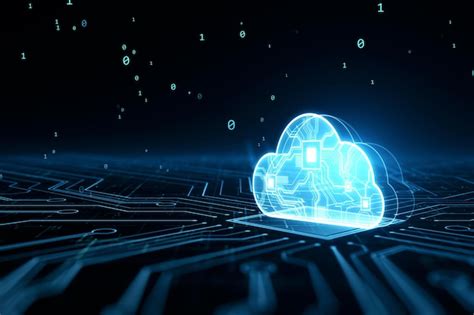 Premium Photo Glowing Cloud Hologram Cloud Computing Technology