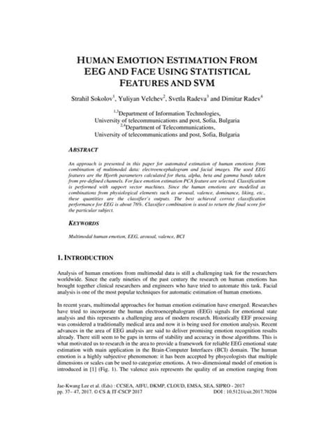 human emotion estimation from eeg and face using statistical features