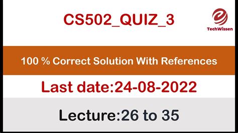 Cs502 Quiz 3 Solution 2022 Youtube