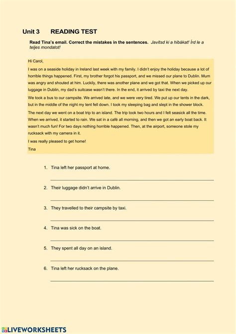 Project 2 Unit 3 Reading Test 20 Worksheet Live Worksheets Project 2 Unit 3 Reading Test 20 Worksheet Live Worksheets