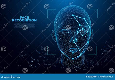 Face Recognition Biometric Security System Cartoon Vector