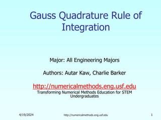 The Gregory Gauss Quadrature Formula For Beginners PPT